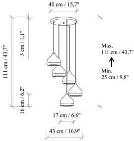 Lustr na lanku YILDO 5xE27/40W/230V černá/zlatá