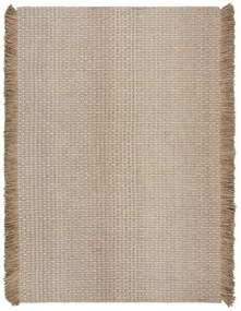 Béžový ručně tkaný koberec s příměsí vlny 120x170 cm Rene Fringed Ribbed – Flair Rugs