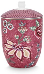 Pip Studio Flower Festival dóza 1,5l, tmavě růžová (skladovací dóza 1500ml)