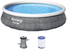 BESTWAY Fast Set Rattan Bazén 396 x 84 cm, kartušová filtrace 57376