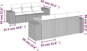 7dílná zahradní sedací souprava s poduškami černá polyratan 3257665