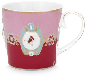 Pip Studio Love Birds Medailon hrnek 225ml, červeno-růžový (Love Birds velký hrnek 225ml)