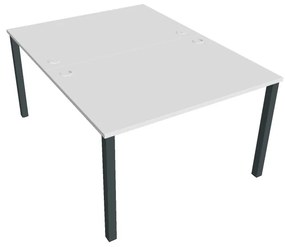 Dvojstůl pracovní rovný 120×160 cm - Hobis Uni USD 1200 Dekor stolové desky: bílá, Barva nohou: černá