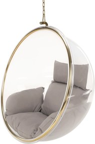 Závěsné křeslo, transparentní/zlatá/šedá, BUBBLE NEW TYP 1