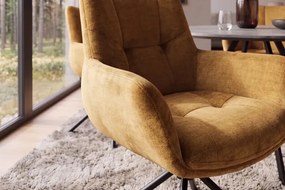 Designová otočná židle Vondila hořčičný samet