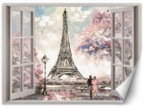 Fototapeta, Pohled z okna Eiffelova věž Paříž Francie - 140x100 cm