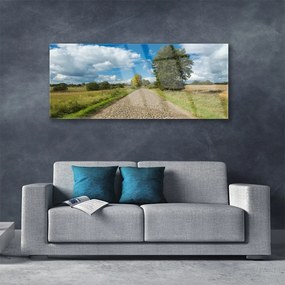 akrylový obraz Vesnice Cesta Dlažba Krajina 125x50 cm