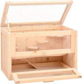 Klec pro křečky 60 x 35,5 x 42 cm masivní jedlové dřevo 172378