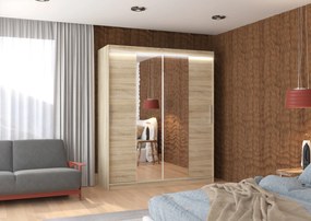 Posuvná skříň se zrcadlem a osvětlením LED DALLAS 180 bílá černá 6 2 ano