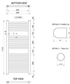 Aqualine Aqualine, ALYA topné těleso rovné 500x1110 mm, chrom, LLR102