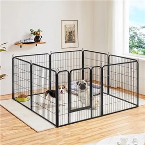 Sada 7 ks – Ohrádka pro psy Yaheetech – černá, 80 × 80 × 84,5 cm; 15,82 kg (267492580127)