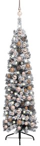 Úzký umělý vánoční stromek s LED a sadou koulí zelený 150 cm,  3077856 HangarStore.cz