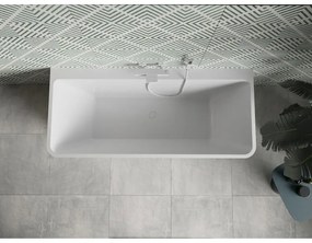Mexen Volta, volně stojící nástěnná vana 150 x 75 cm, bílá-černá, bílý přepad, 51131507575-20