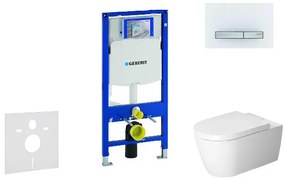 Geberit Duofix - Modul pro závěsné WC s tlačítkem Sigma50, alpská bílá + Duravit ME by Starck - WC a sedátko, Rimless, SoftClose 111.300.00.5 NM8