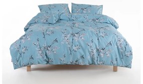 Modré povlečení na dvoulůžko/prodloužené z bavlny Renforcé 240x220 cm Blue Floral – Mila Home Luxury