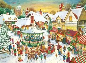 RAVENSBURGER Puzzle Vánoční trh a Štědrovečerní večeře / se Santou / 2
