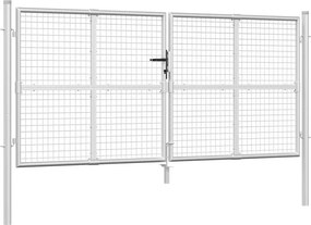 Pletivá zahradní branka stříbrná 300 x 125 cm pozinkovaná ocel 154531