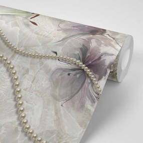 Samolepící tapeta krásná lilie s perlami