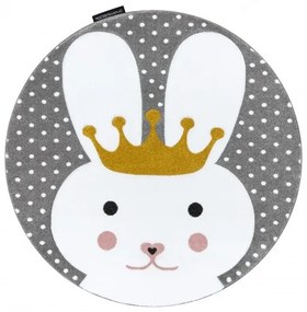 Dywany Łuszczów Dětský kusový koberec Petit Bunny grey kulatý ROZMĚR: 140x140 (průměr) kruh