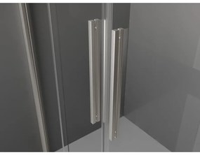 Mexen Velar L Duo, sprchový kout s posuvnými dveřmi 100 x 100 cm, 8mm sklo námraza, broušená ocel, 871-100-100-02-33-97