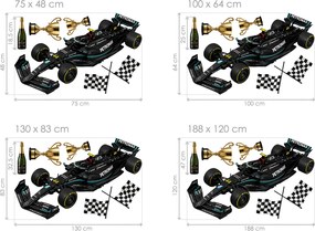 Černá formule Mercedes textilní přelepitelná samolepka na zeď arch 75 x 48 cm