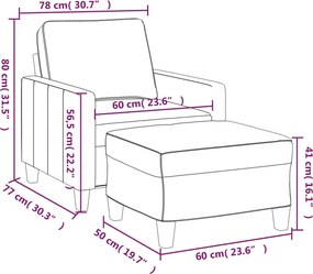 Křeslo s podnožkou taupe 60 cm textil 3201036
