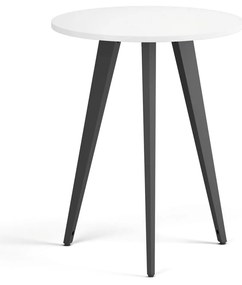 Konferenční stůl PRIMO VIBE, průměr 60 cm, černá podnož, bílá
