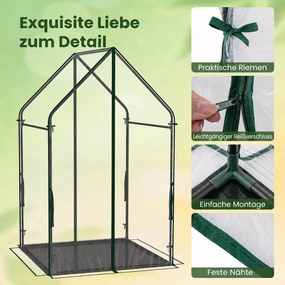 Costway Fóliový mini skleník se 2 rolovacími dveřmi, 90,5 × 90,5 × 152,5 cm