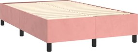 vidaXL Box spring postel s matrací a LED 120x200 cm samet [3135998] Barva: Růžová