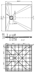 BPS-koupelny Čtvercový sprchový kout HYD-SK04B 90x90 černá/transparent + vanička HYD-SSV-RIKO černá