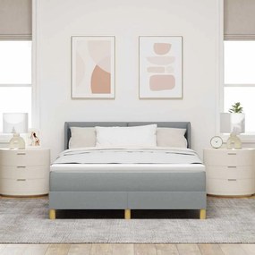Postel s boxspringem s čelo Světle šedá 190 x 140 cm textil 3341286