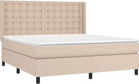 Box spring postel matrace a LED cappuccino 160x200cm umělá kůže 3139396