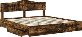 Postel s úložným prostorem se zásuvkou Kouřový dub 180 x 200 cm 3413072