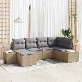 Sada zahradních pohovek 6 ks Beige a šedá polyratan 3347130