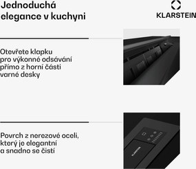 Klarstein Brisa digestoř, výsuvná, 710 m³/h, A+, LED, 42 dB, režim odsávání/recirkulace