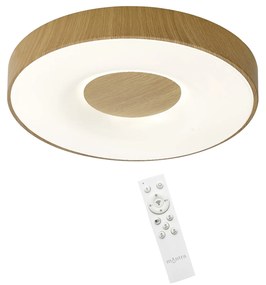 Mantra Coin, stropní svítidlo LED 80W 2700K-5000K s dálkovým ovladačem, průměr 50cm, imitace dřeva