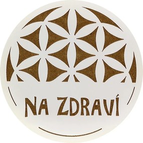 AMADEA Dřevěný podtácek kulatý text "na zdraví", průměr 10,5 cm, český výrobek