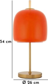 Oranžová/ve zlaté barvě kovová stolní lampa se skleněným stínidlem (výška 53 cm) Oldy – Mauro Ferretti