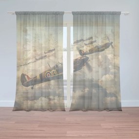 Sablio Záclony Stíhačky Spitfire v letecké bitvě: 2ks 150x250cm
