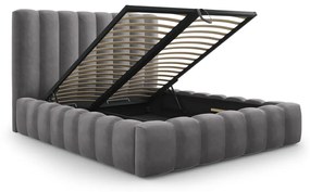 Šedá čalouněná dvoulůžková postel s úložným prostorem s roštem 180x200 cm Kelp – Micadoni Home