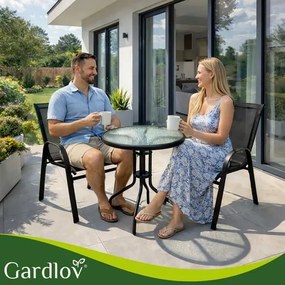 Balkonový set stůl + 2 židle černý Gardlov 27568