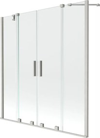 Mexen Velar Duo, 2-křídlová posuvná vanová zástěna 150 x 150 cm, 8mm čiré sklo, broušená ocel, 896-150-000-02-97