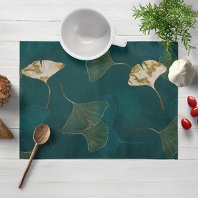 Biante Bavlněné prostírání na stůl Sandra SA-428 Ginkgo listy na petrolejovém 30x40 cm
