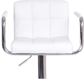 TEMPO Barová židle, bílá ekokůže/chrom, LEORA 2 NEW