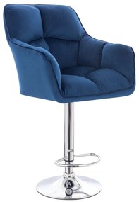 LuxuryForm DESIGN Barová židle AMALFI VELUR na stříbrné kulaté podstavě - modrá
