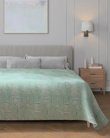 Přehoz na postel 220x260 cm barva zelená látka pletený vzor, vzorované