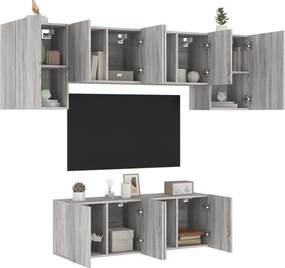 vidaXL 6dílná obývací stěna kompozitní dřevo [3216439] Barva: šedá sonoma