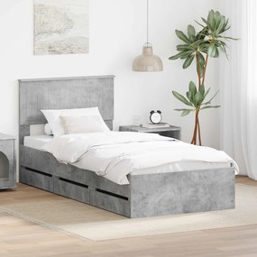 Rám postele s čelo Betonově šedá 90 x 200 cm Inženýrské dřevo 3410745