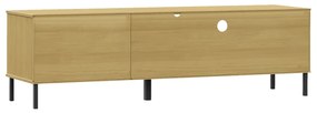 TV stolek Oslo II s kovovými nohami - masivní borové dřevo | hnědý