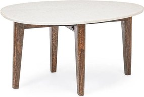 Bílý/v přírodní barvě konferenční stolek s mramorovou deskou 50x70 cm Sylvester – Bizzotto